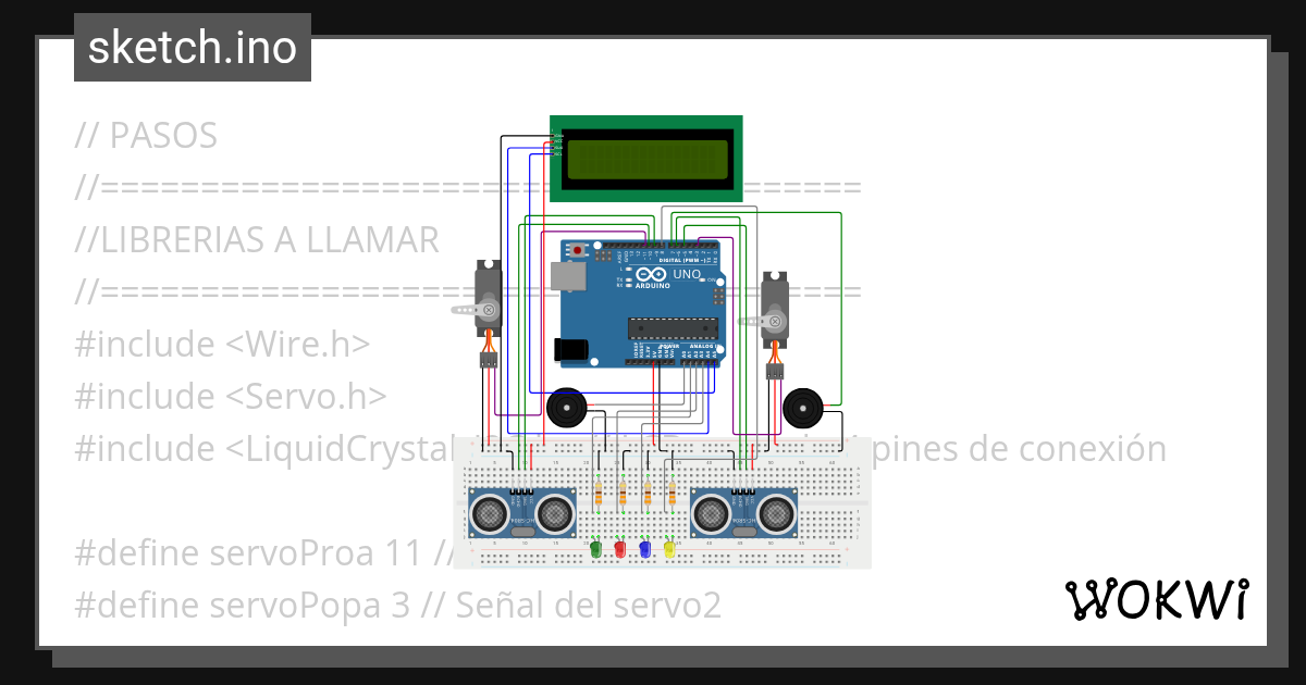 SERVO-ULTRASONICO-LCD Copy Copy - Wokwi ESP32, STM32, Arduino Simulator