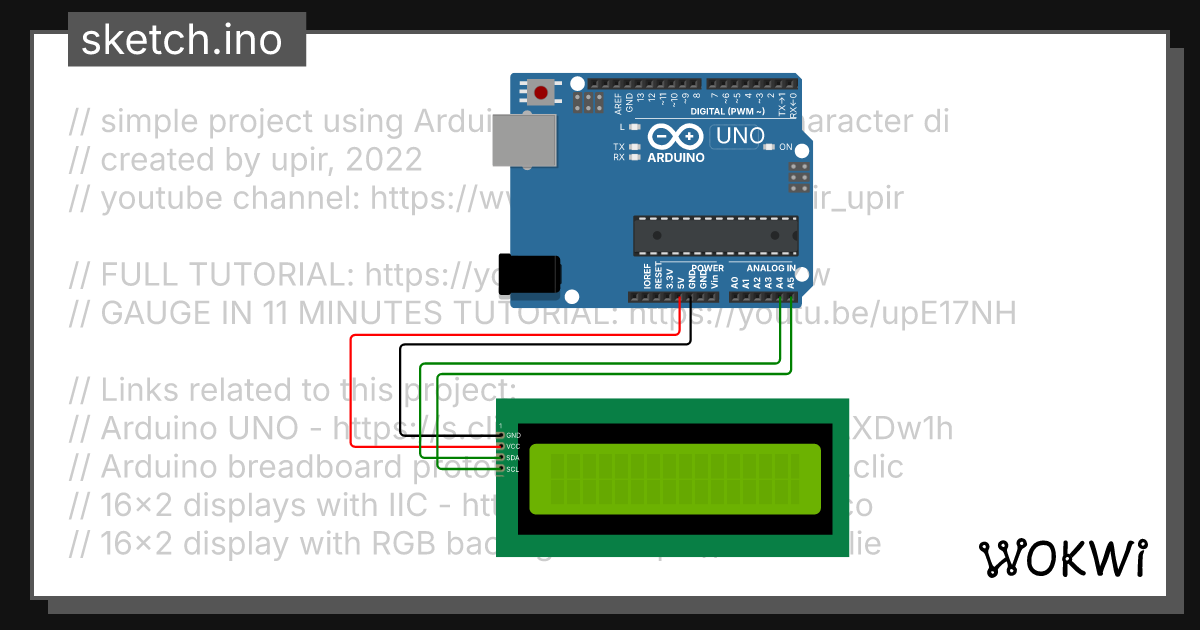 LCD GAUGE DEMO - Wokwi ESP32, STM32, Arduino Simulator
