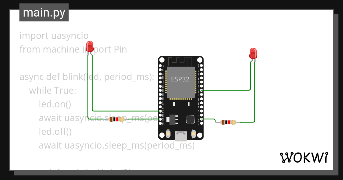 Esp32 Micropython Asyncioblink Wokwi Esp32 Stm32 Arduino Simulator