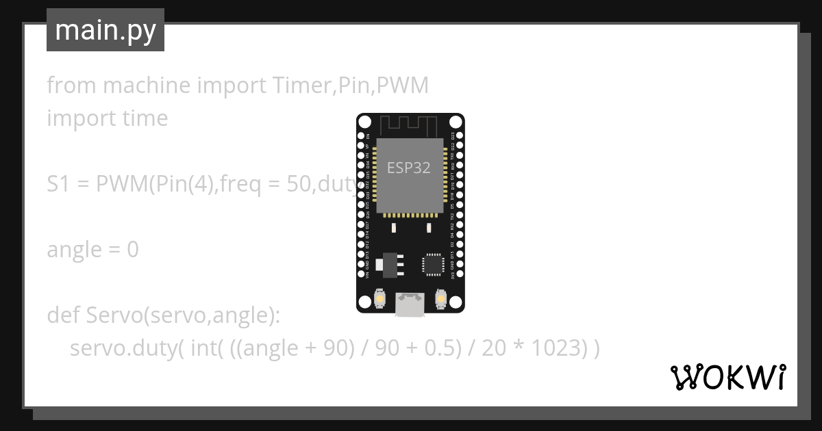 舵机的控制 Copy Wokwi Esp32 Stm32 Arduino Simulator 3008