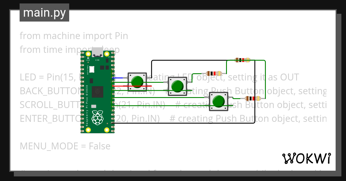 Python Pi Button - Wokwi ESP32, STM32, Arduino Simulator
