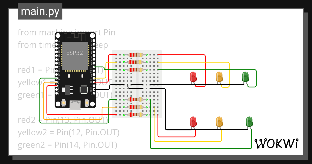 Traffic Light Wokwi Esp32 Stm32 Arduino Simulator 