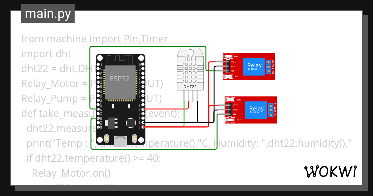ใบงาน วัดอุณหภูมิ รีเลย์ Wokwi Esp32 Stm32 Arduino Simulator 6430
