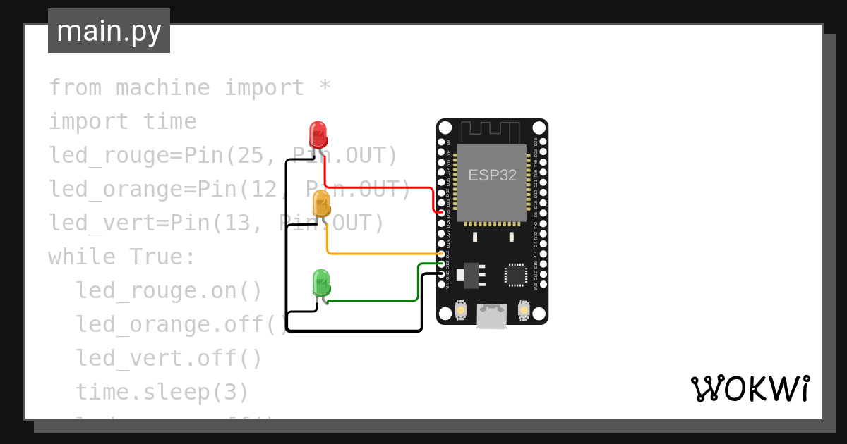 Feu Rouge Wokwi Esp32 Stm32 Arduino Simulator
