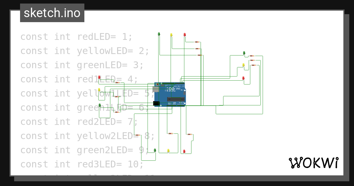 ไฟจราจร Copy Wokwi Esp32 Stm32 Arduino Simulator