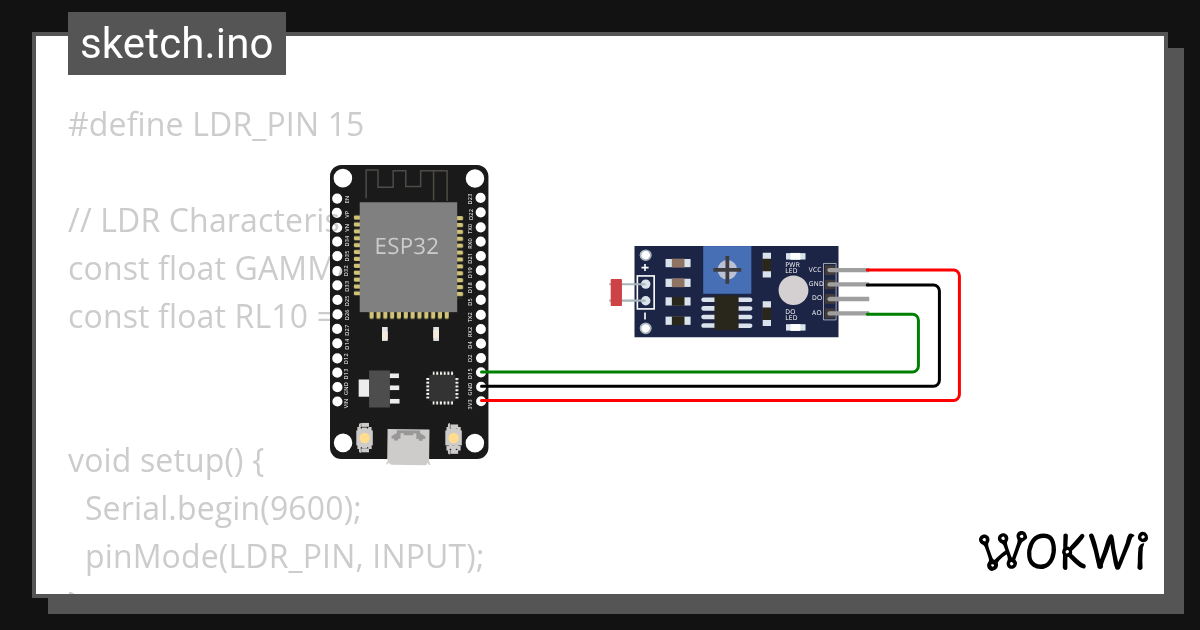 Demo_LDR - Wokwi ESP32, STM32, Arduino Simulator