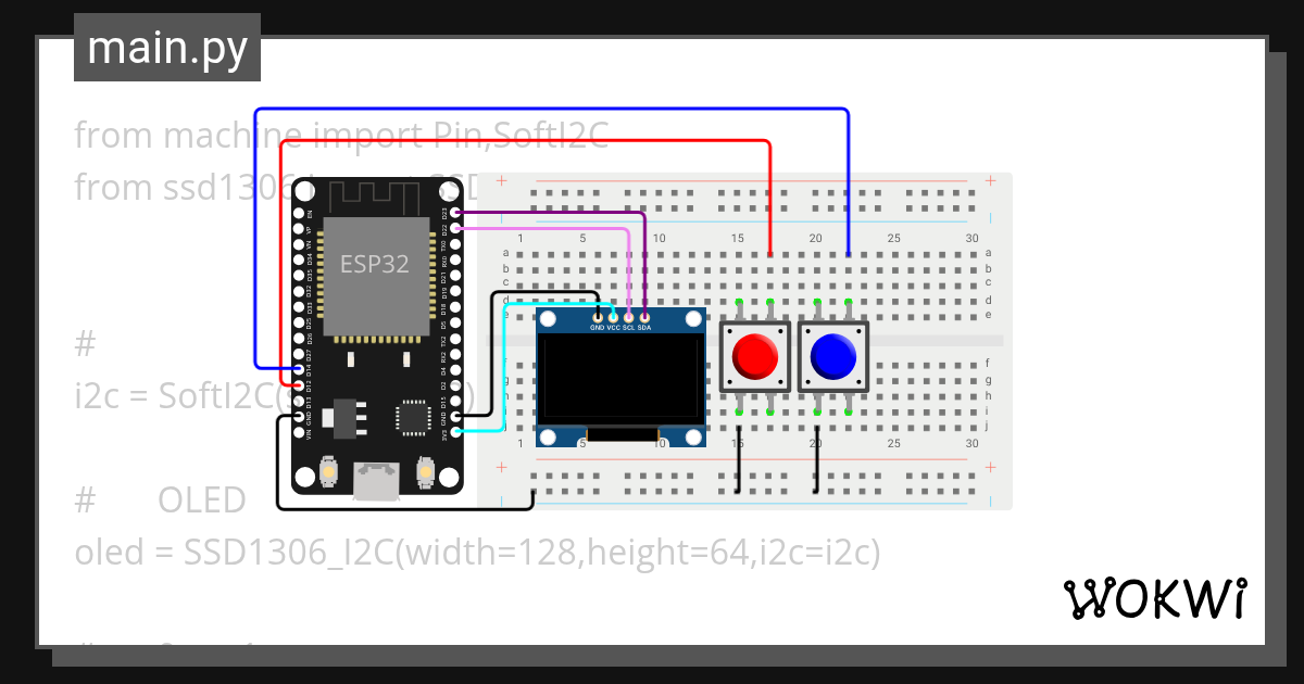 Micropython-12-OLED 中文显示 - Wokwi ESP32, STM32, Arduino Simulator