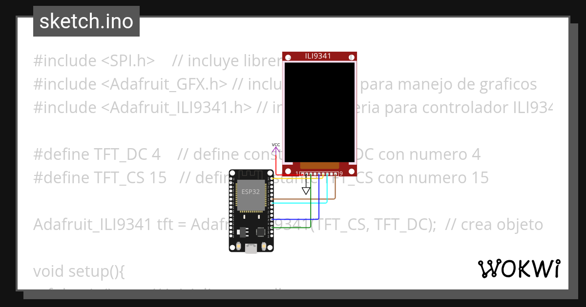 Pantalla tft - Wokwi ESP32, STM32, Arduino Simulator