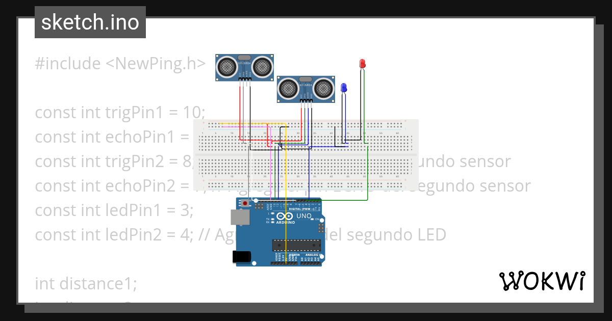 anti choques 2 sensores - Wokwi ESP32, STM32, Arduino Simulator