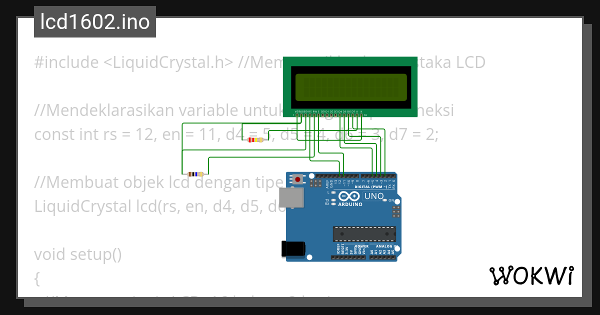 Percobaan LCD - Wokwi ESP32, STM32, Arduino Simulator