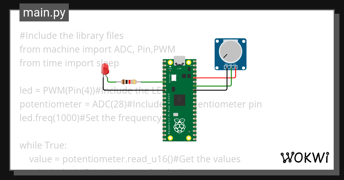 Potentiometer Wokwi Esp32 Stm32 Arduino Simulator