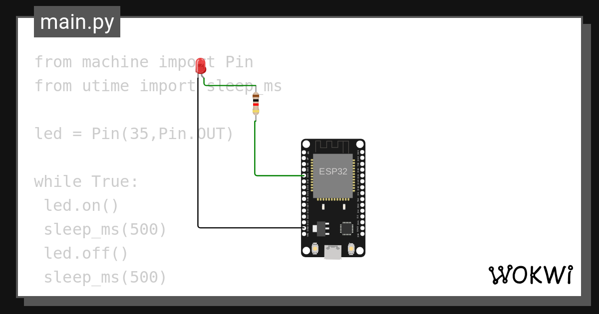 งาน1 ไฟกระพริบ Copy Wokwi Esp32 Stm32 Arduino Simulator 1262