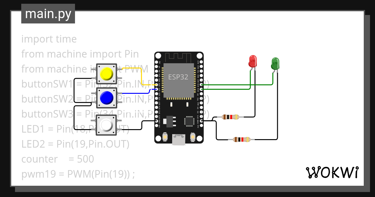 Up Down ปรับความสว่าง Wokwi Esp32 Stm32 Arduino Simulator 5831