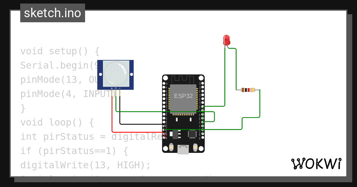 Pir Sensor Wokwi Esp32 Stm32 Arduino Simulator