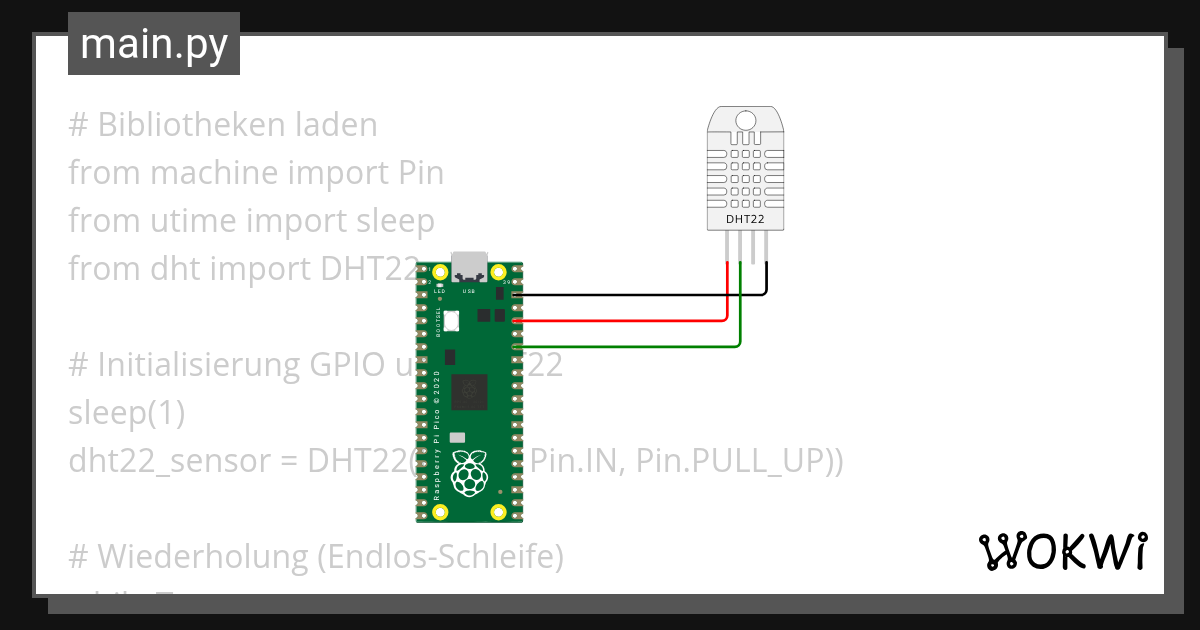 Pi Pico DHT22 - Wokwi ESP32, STM32, Arduino Simulator