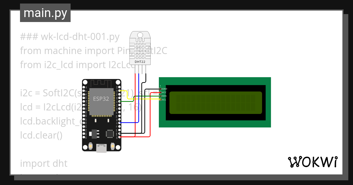 LCD-DHT22 - Wokwi ESP32, STM32, Arduino Simulator