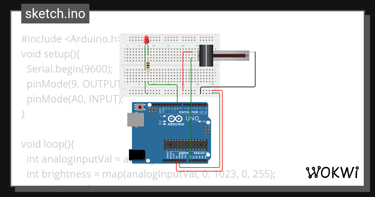 电位器控制led亮度 Wokwi Esp32 Stm32 Arduino Simulator 