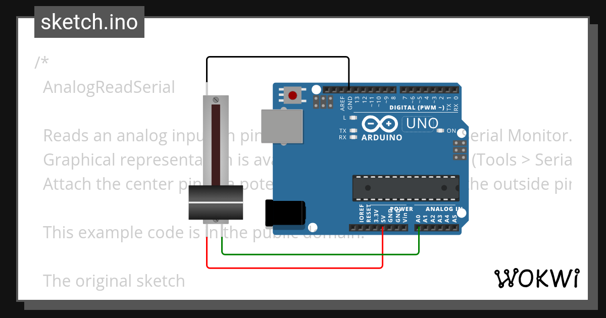 AnalogReadSerial - Wokwi ESP32, STM32, Arduino Simulator