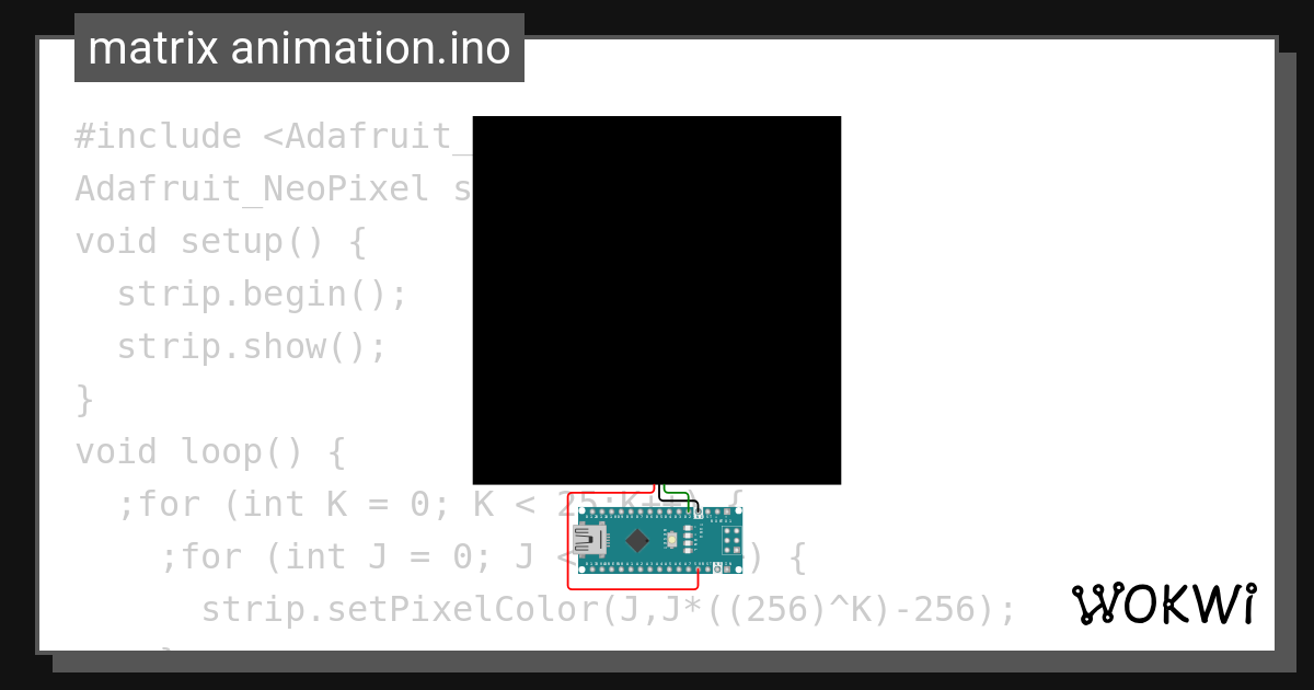 Jsj Raibow Color Chasing Matrix Wokwi Esp32 Stm32 Arduino Simulator