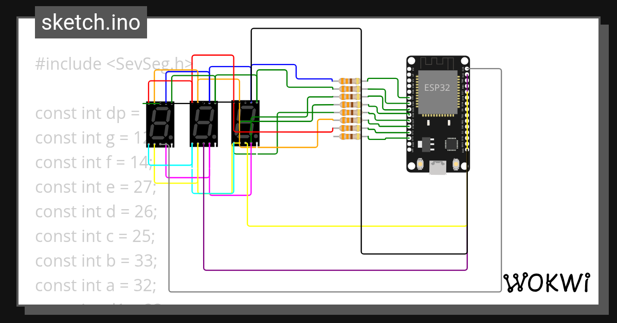 Esp Seven Segment Wokwi Esp32 Stm32 Arduino Simulator