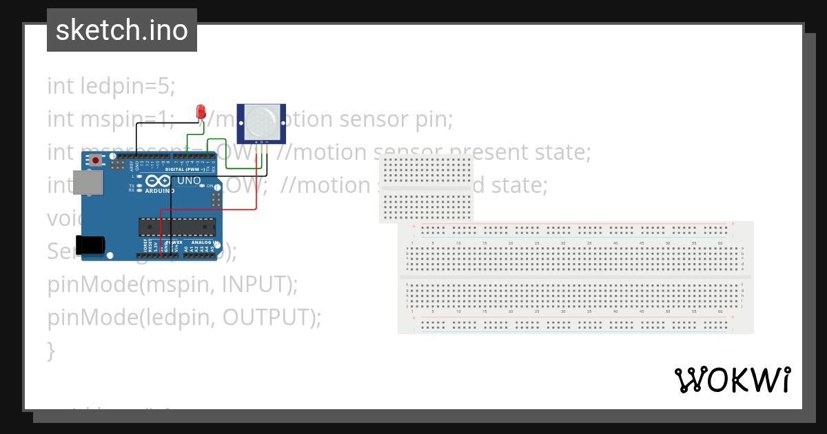 Motion Sensor With Led Wokwi Esp32 Stm32 Arduino Simulator 4195