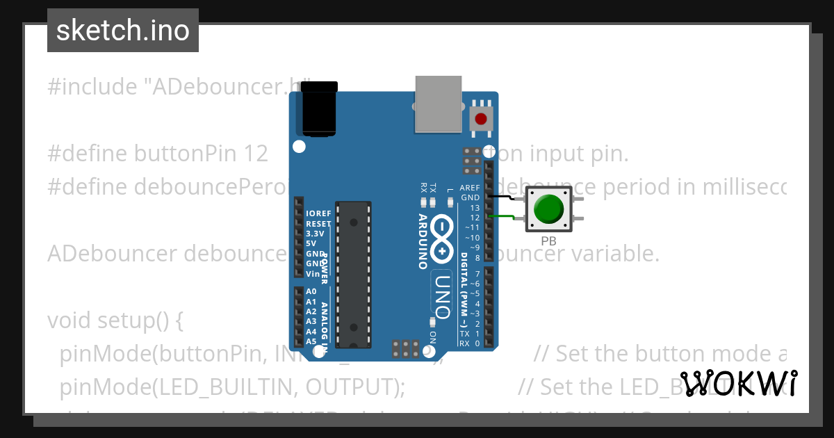 Advanced-Debouncer - Button - Wokwi ESP32, STM32, Arduino Simulator