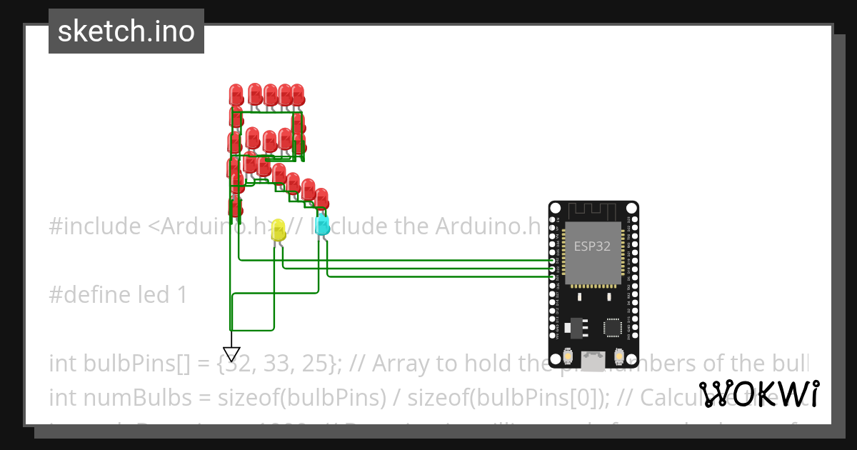 3 bulb - Wokwi ESP32, STM32, Arduino Simulator