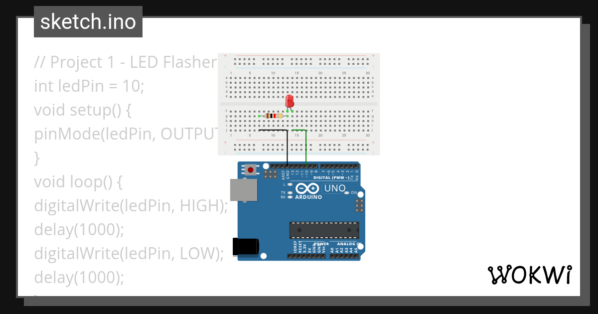 Project 1 Led Flasher Wokwi Esp32 Stm32 Arduino Simulator 