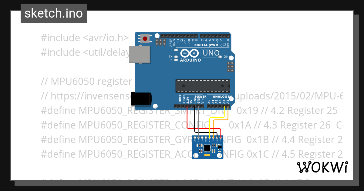 MPU6050 - Yacine Boussoufa - Wokwi ESP32, STM32, Arduino Simulator