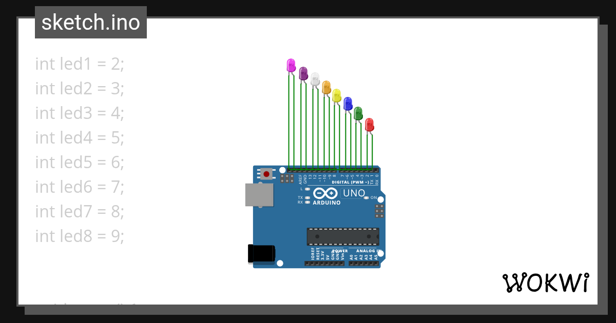 หลอดไฟ 8หลอด Wokwi Esp32 Stm32 Arduino Simulator 2814