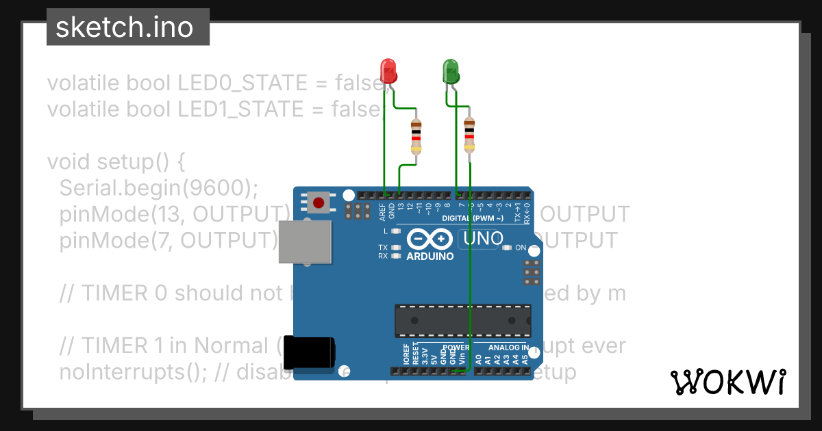 Timer overflow/CTC - Wokwi ESP32, STM32, Arduino Simulator