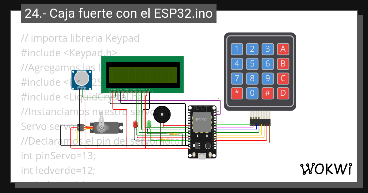 24.- Caja fuerte LCD - Wokwi ESP32, STM32, Arduino Simulator