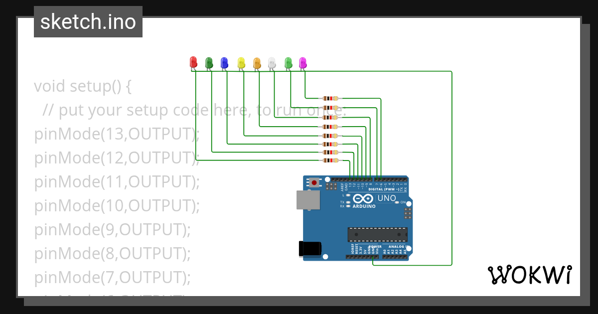 Running LED - Wokwi ESP32, STM32, Arduino Simulator
