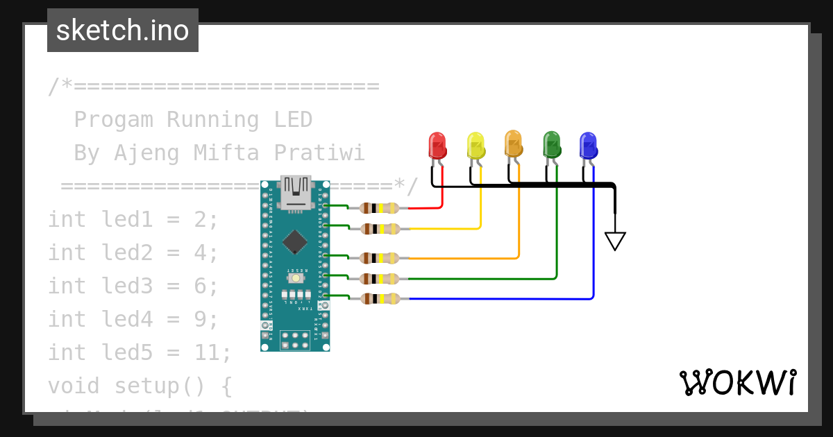 Xi Tedk2 03 Ajeng Mifta Program Running Led Wokwi Esp32 Stm32 Arduino Simulator