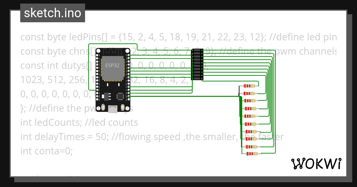 sketch_04.2_Flowing_Light2 - Wokwi ESP32, STM32, Arduino Simulator
