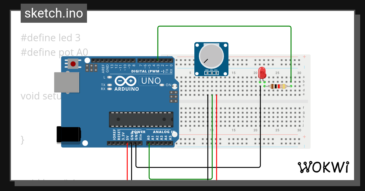 pwm kullanarak, potansiyometre ile led yakmak - Wokwi ESP32, STM32 ... pwm kullanarak, potansiyometre ile led yakmak - Wokwi ESP32, STM32 ...