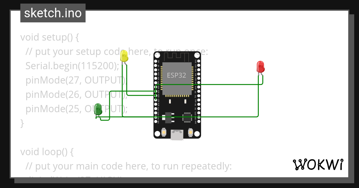 Traffic light - Wokwi ESP32, STM32, Arduino Simulator