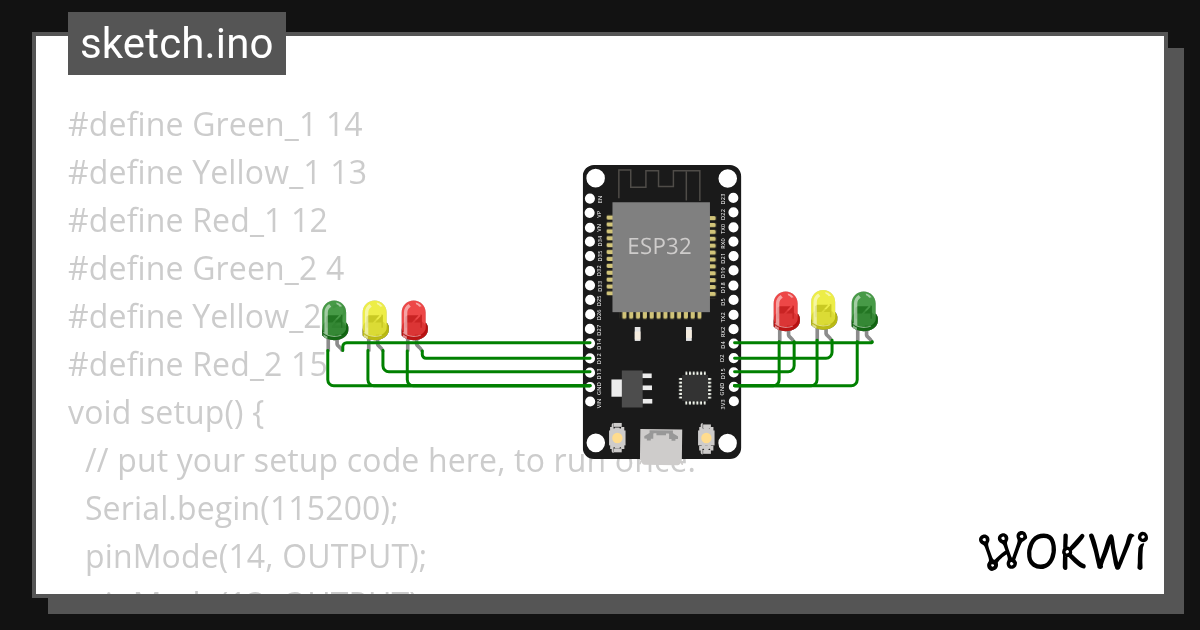 Traffic light - Wokwi ESP32, STM32, Arduino Simulator