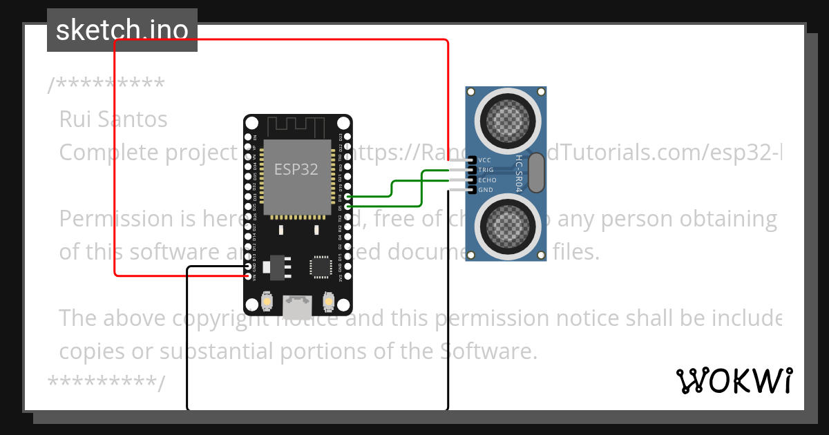 HC-SR04 - Wokwi ESP32, STM32, Arduino Simulator