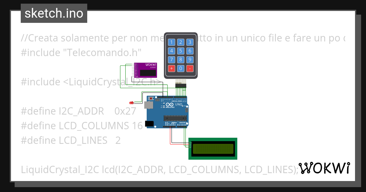 Telecomando - Completo v3 | Array a 2 con Ripetizione di Comando - Wokwi ESP32, STM32, Arduino ...