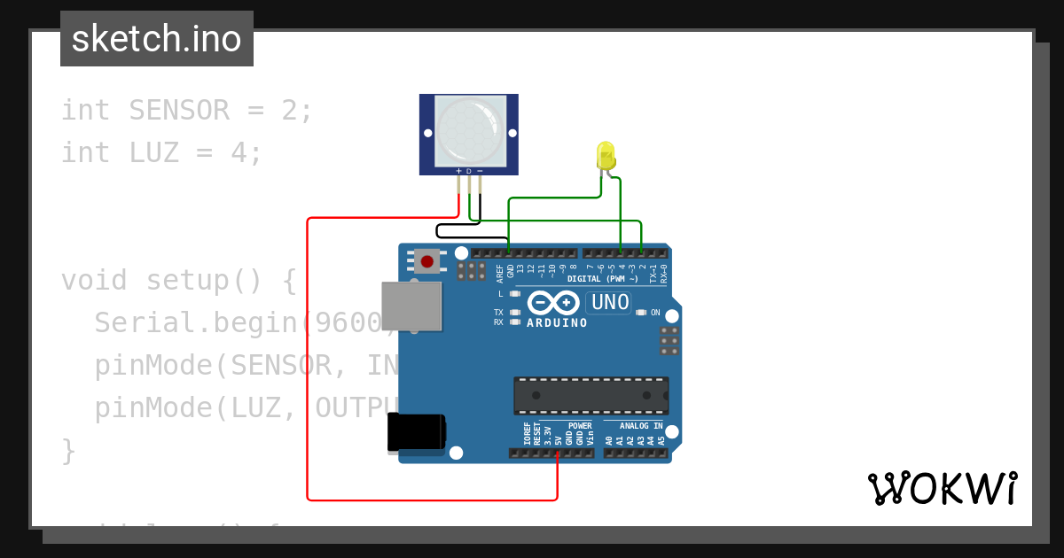 Sensor Mov Led Wokwi Esp32 Stm32 Arduino Simulator