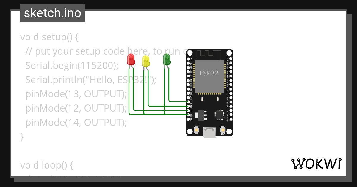 Traffic LED - Wokwi ESP32, STM32, Arduino Simulator