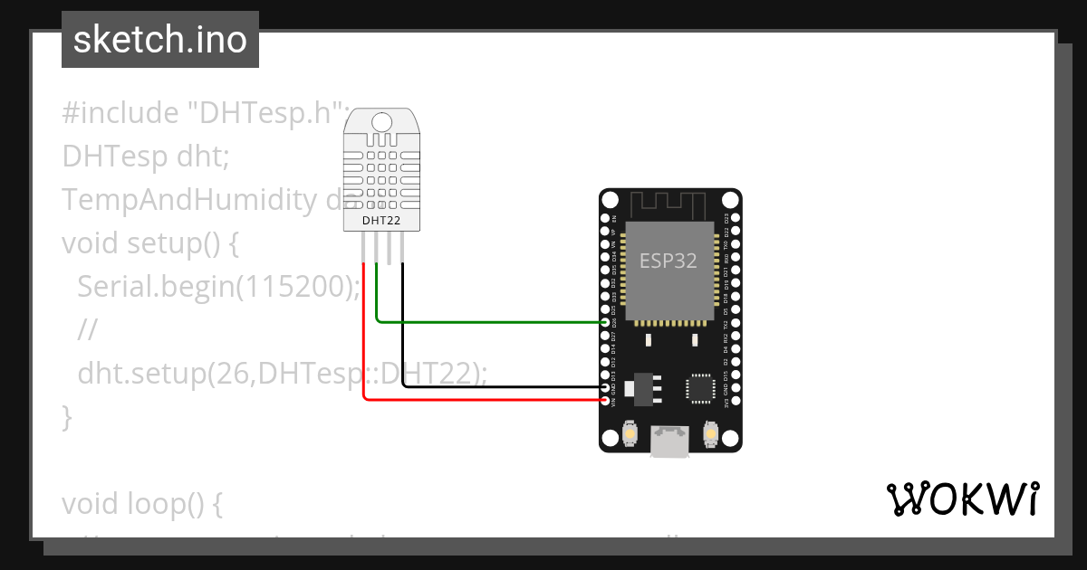 DHT22 Temperature and Humidity sensor Copy (2) - Wokwi ESP32, STM32, Arduino Simulator