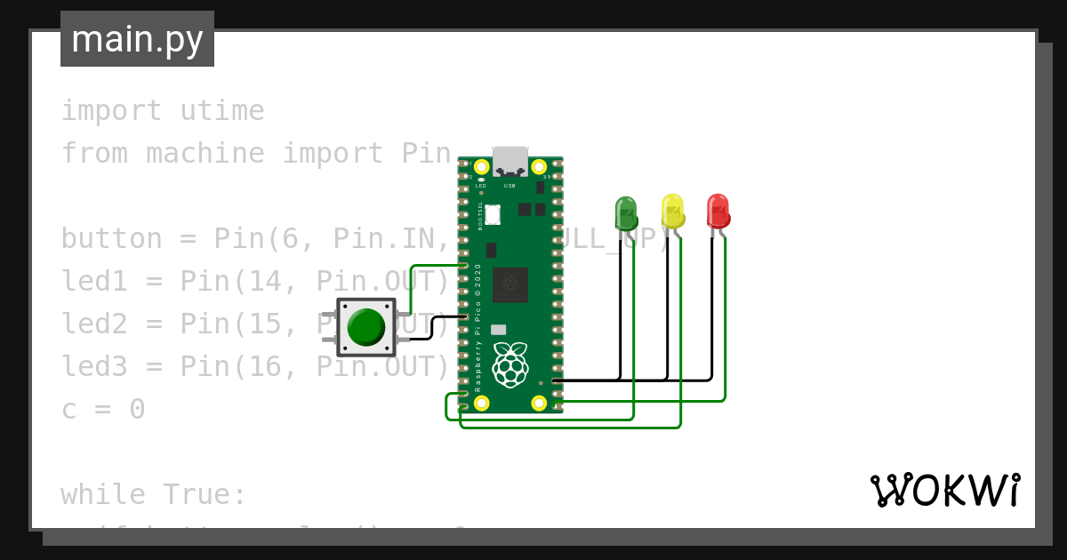 3led One Pb Counter Wokwi Esp32 Stm32 Arduino Simulator 0978