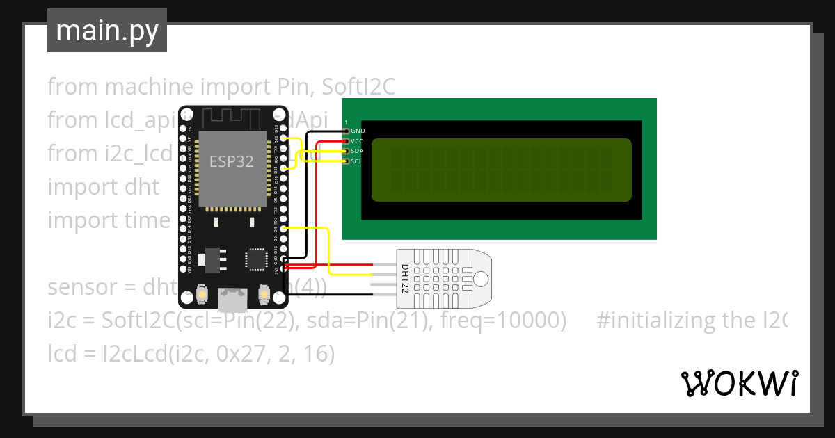 lcd-dht-100 - Wokwi ESP32, STM32, Arduino Simulator