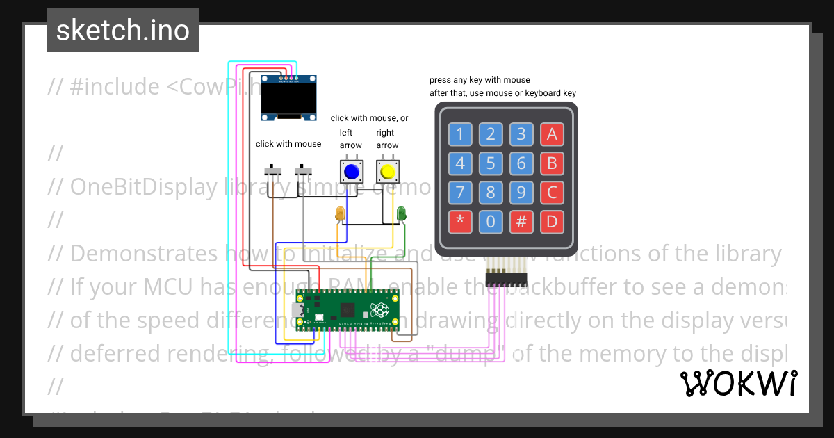 Cow Pi -- Pico OLED128x64 - Wokwi ESP32, STM32, Arduino Simulator