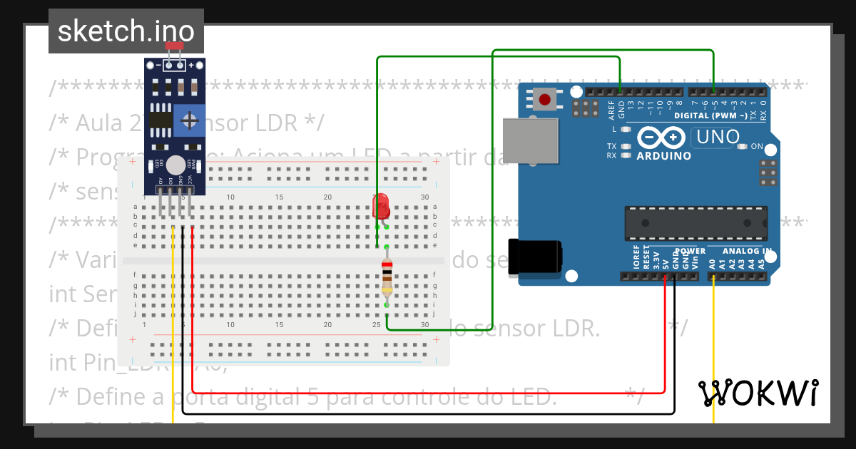 SENSOR LDR - Wokwi ESP32, STM32, Arduino Simulator