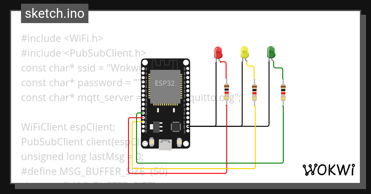 Lampu Lalu Lintas MQTT - Wokwi ESP32, STM32, Arduino Simulator