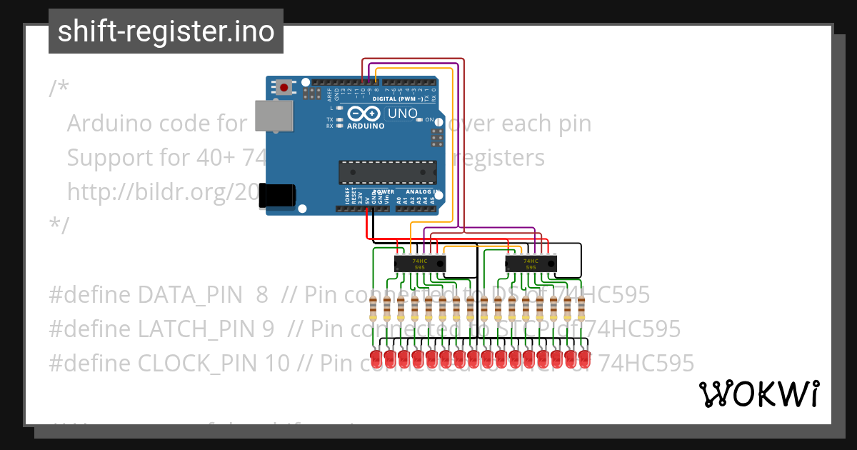 shift-register.ino Copy - Wokwi ESP32, STM32, Arduino Simulator