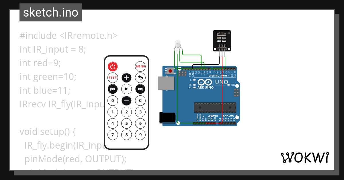 IR Remote,RGB - Wokwi ESP32, STM32, Arduino Simulator